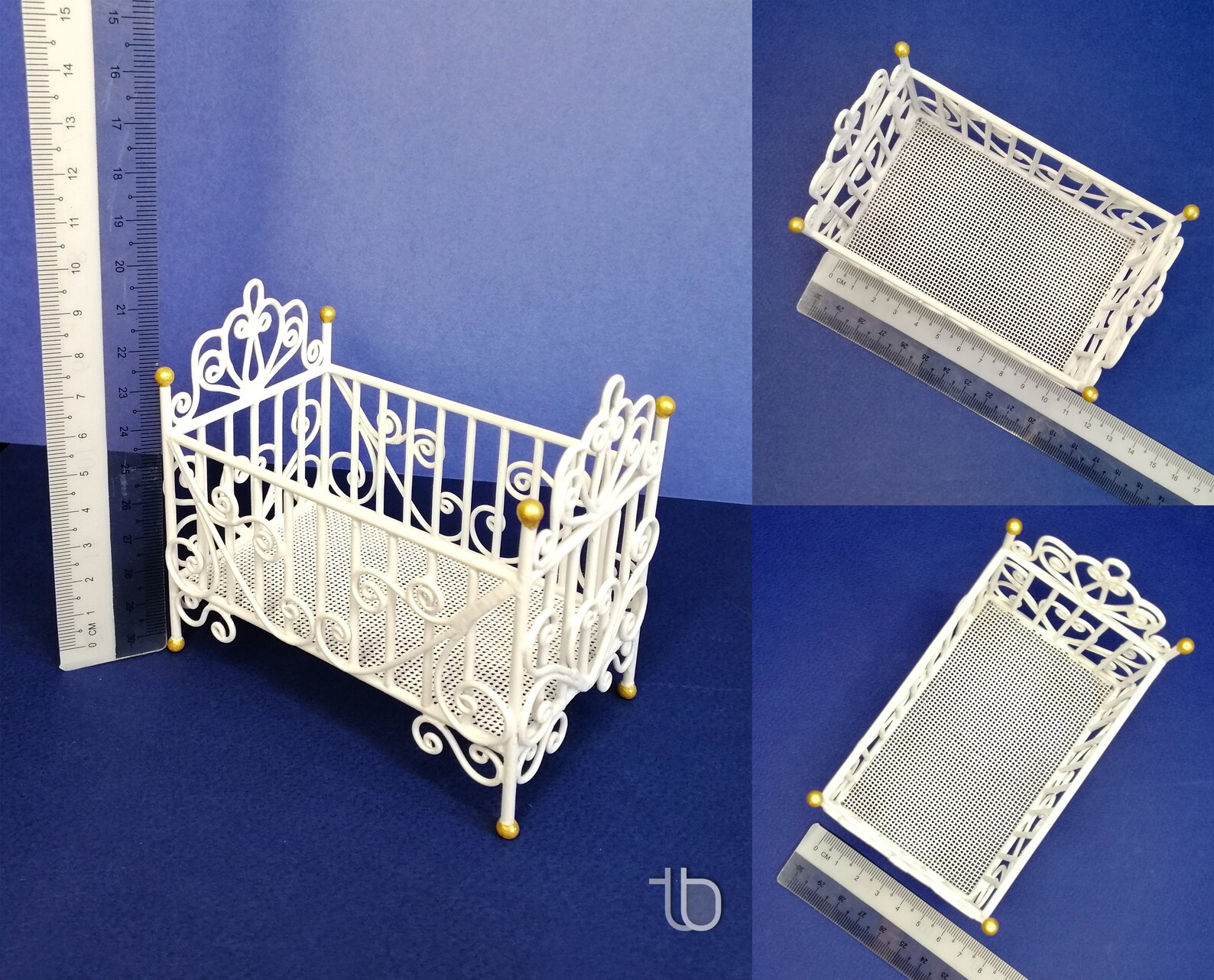 Dollhouse Miniature White Wire Nursery Crib Miniature baby | Etsy