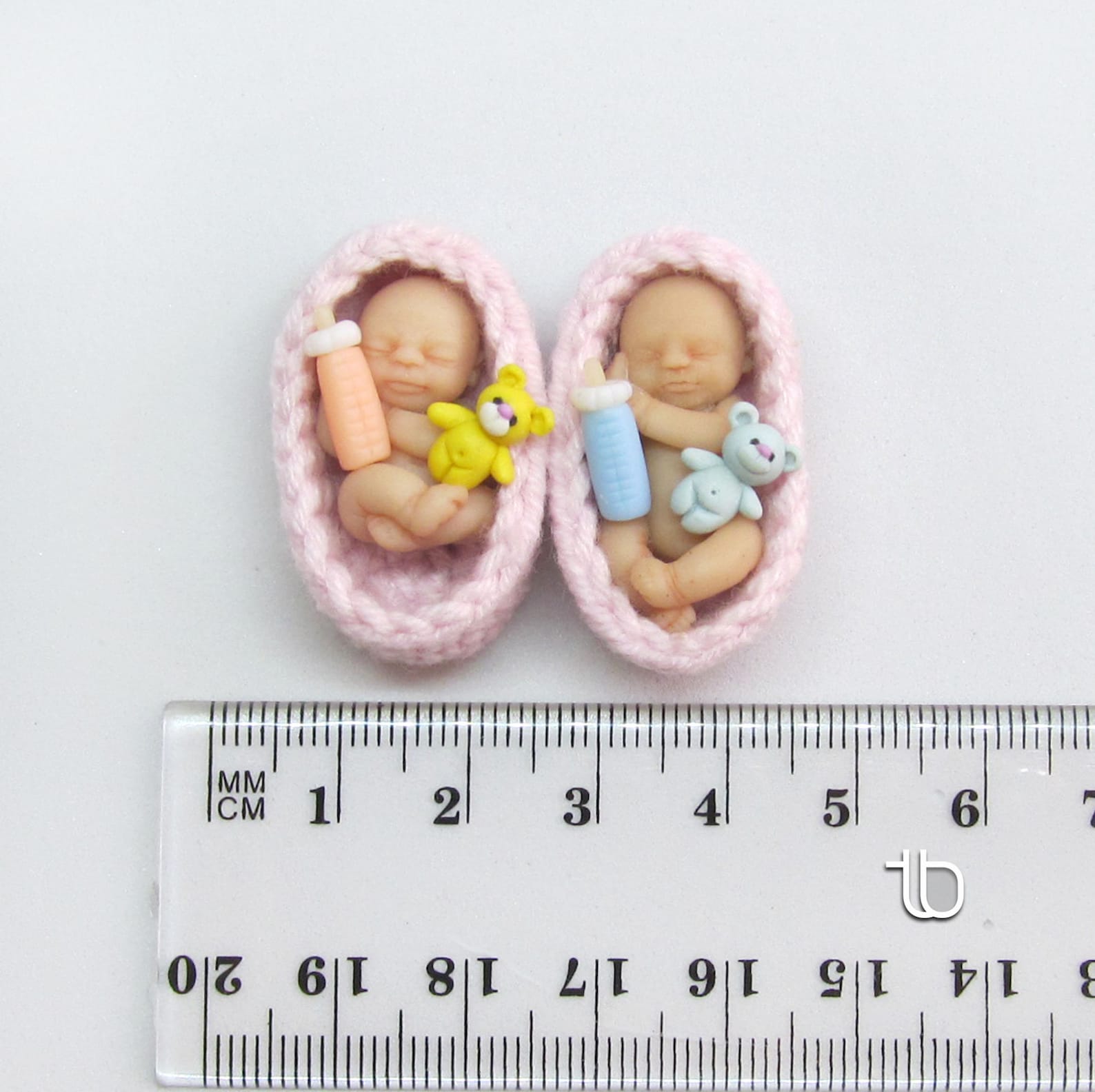 Micro Mini Newborn TWINS Polymer Clay Baby Original Hand - Etsy