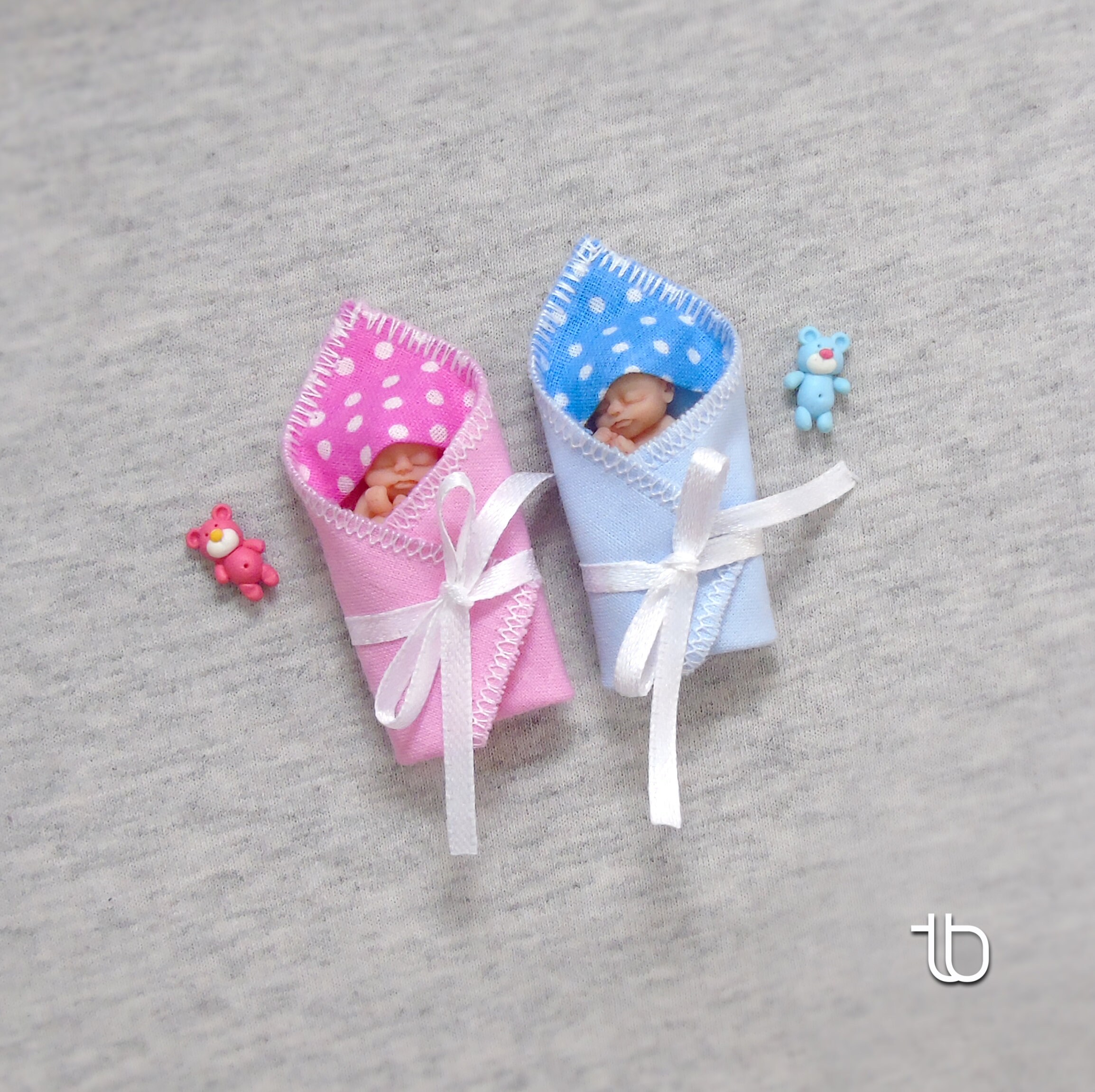 Twin Baby Dolls. Miniature Polymer Clay Original Handsculpted - Etsy