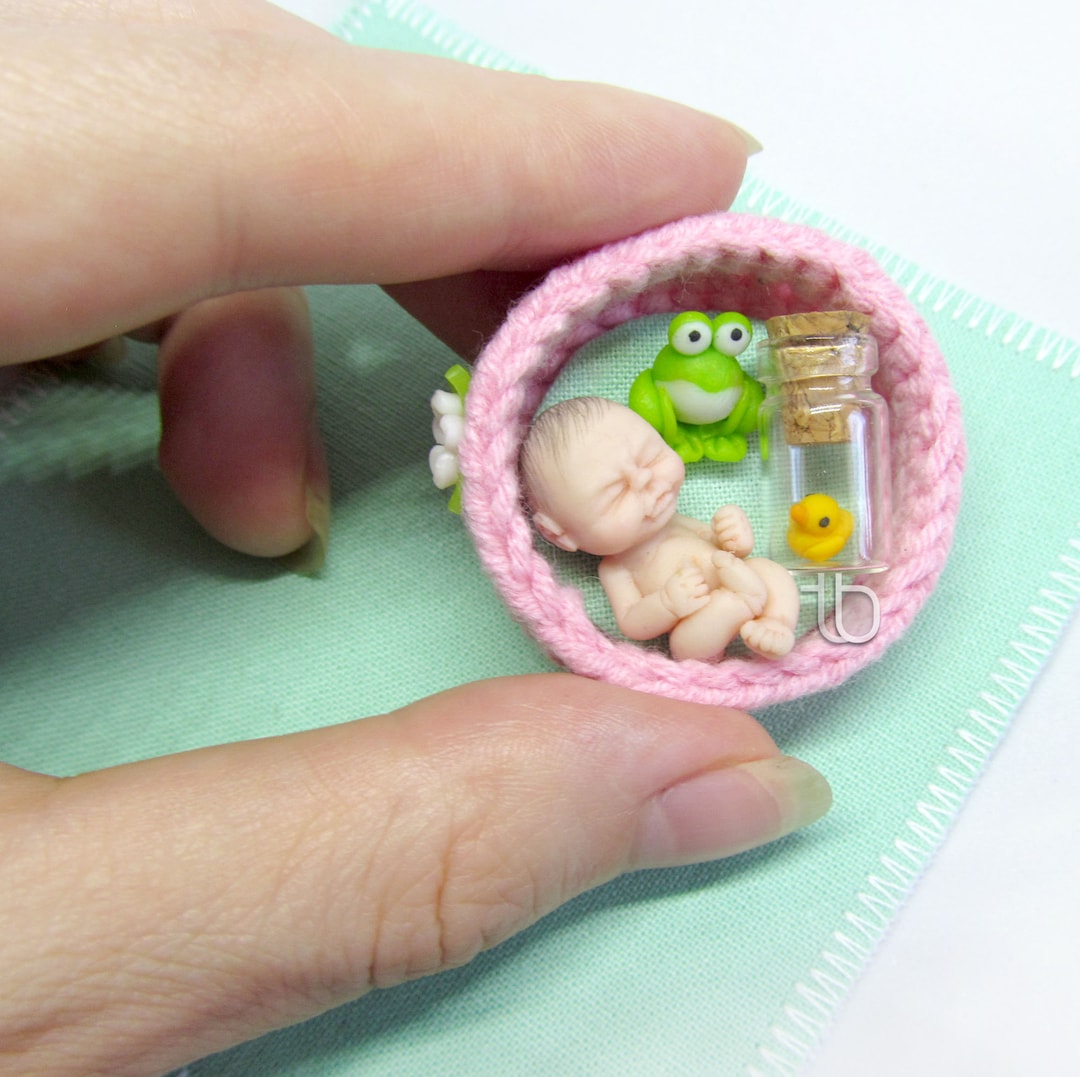 Miniature Reborn Baby, Cute Hand Sculpted Mini Baby With a Toy, Ooak ...