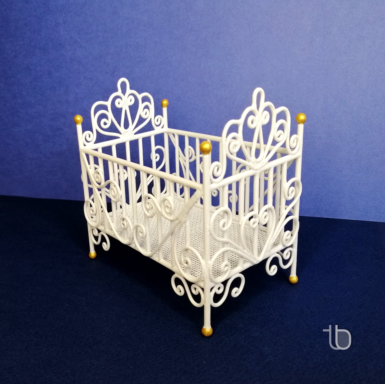 Dollhouse Miniature White Wire Nursery Crib Miniature baby | Etsy