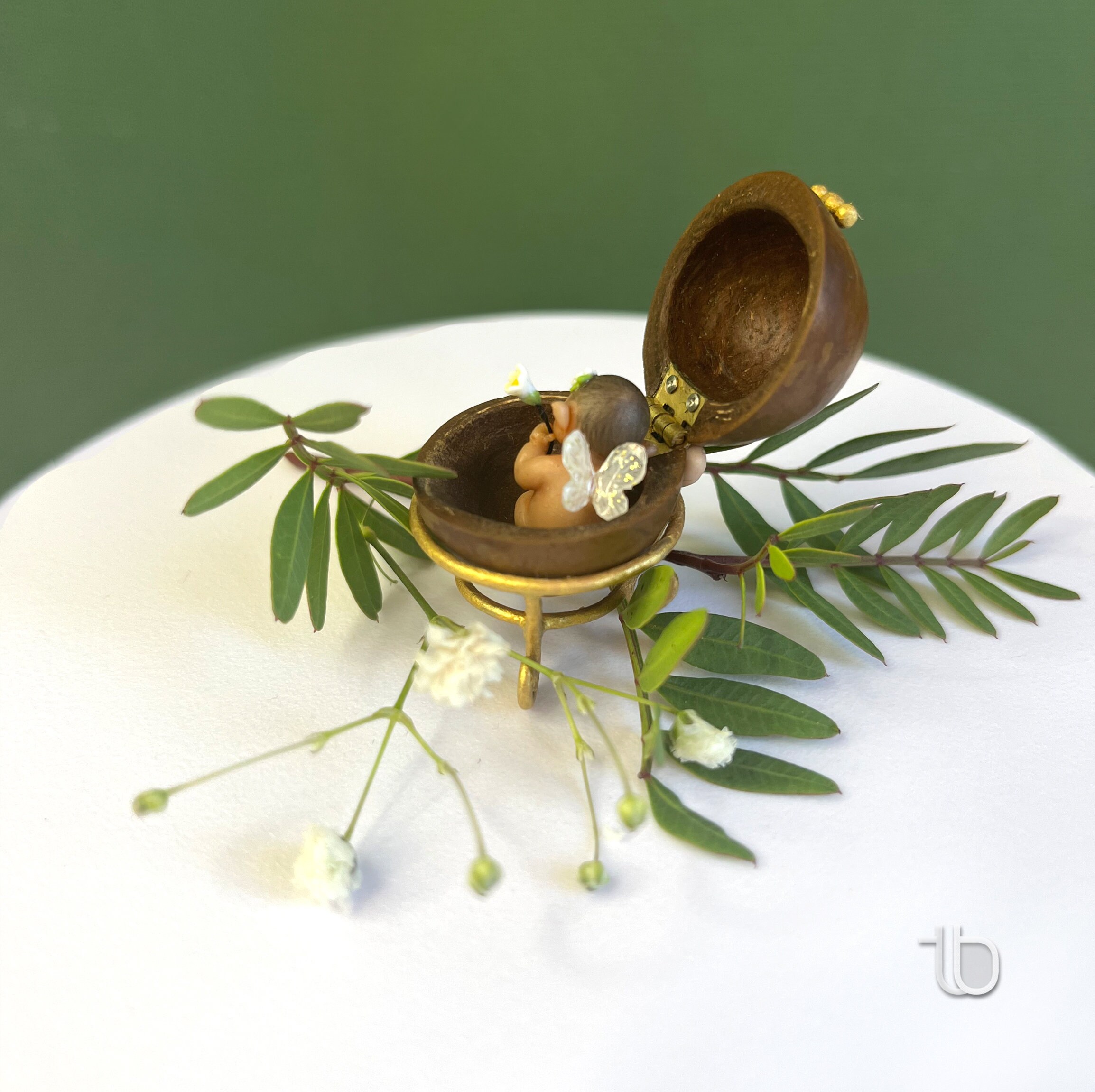 Tiny Elf Baby Doll in a Nut Shell. Realistic Fairy Mini Ooak - Etsy