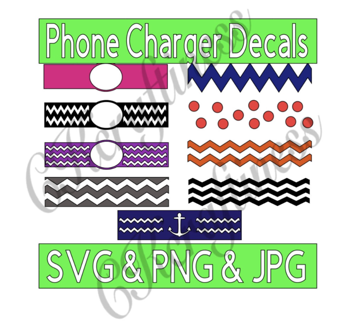Set of 9 SVG iPhone Charger Decals , Personalized Charger, Cricut Cut ...