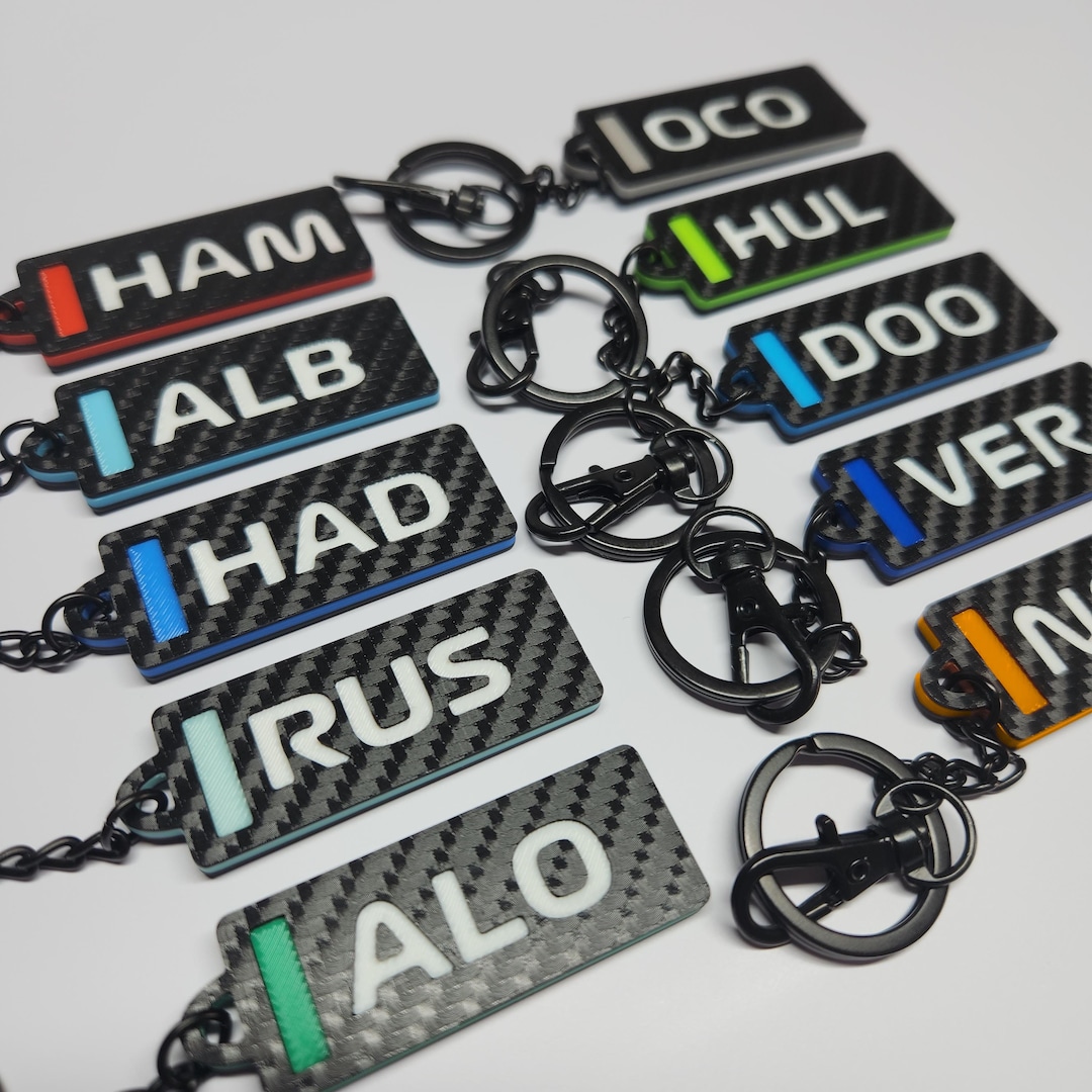 F1 Motorsport Keychains W/ Carbon Fiber Pattern | Single and Dual Sided ...