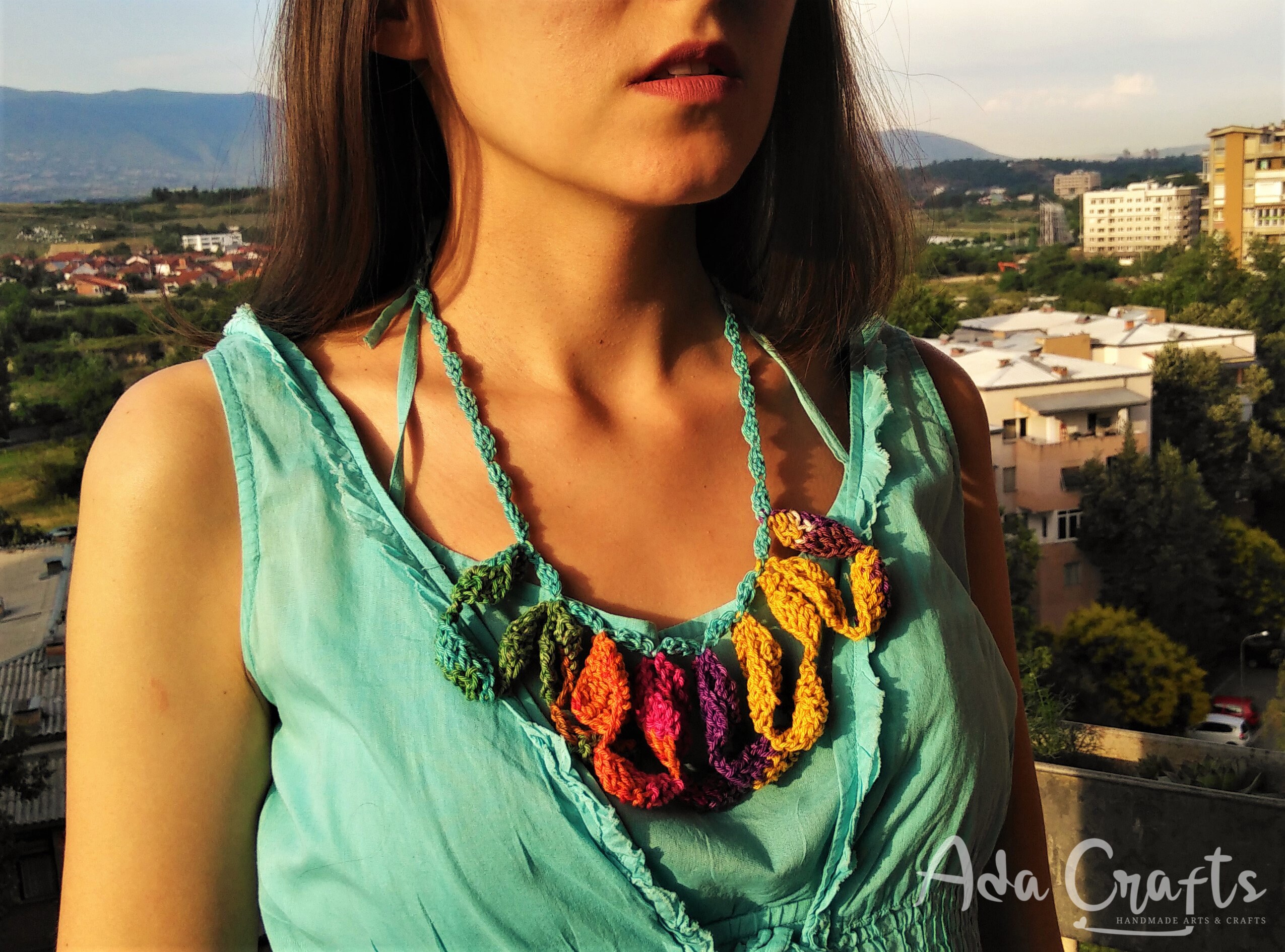 Crochet Pattern Twisted Shells Boho Statement Necklace, Colorful ...