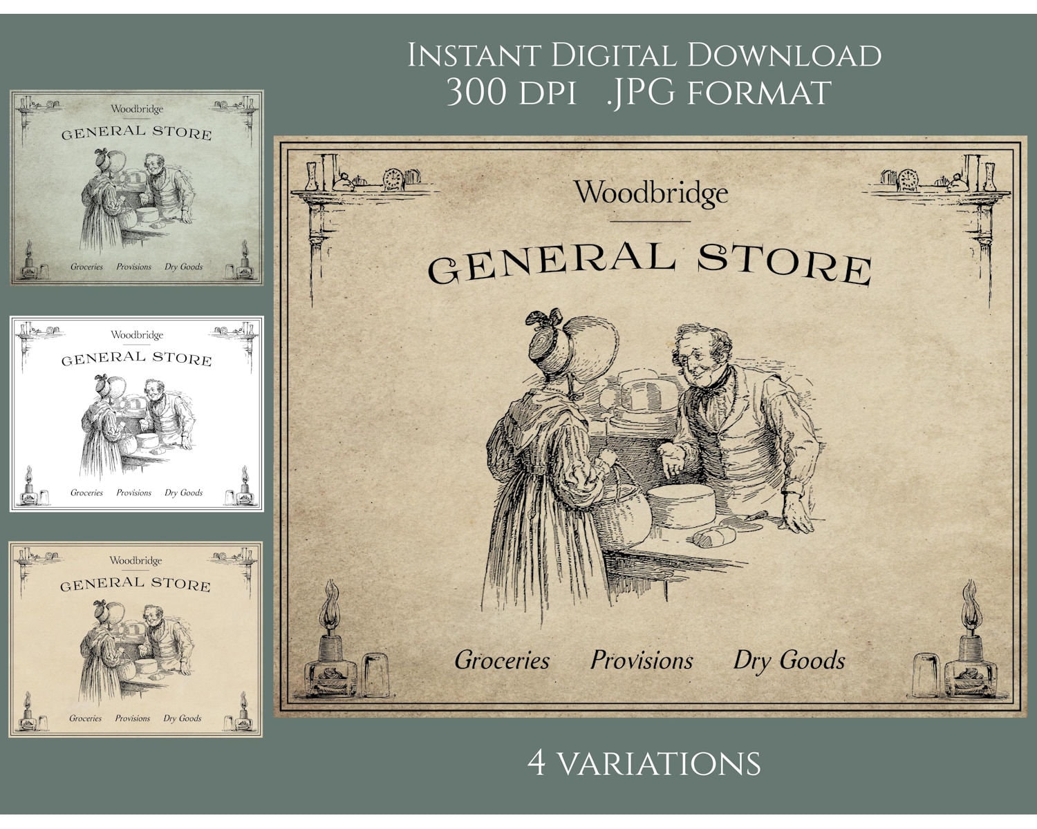 Vintage-style Digital Instant Download Printable Country Primitive Transfer JPG Image Tags Sign ...