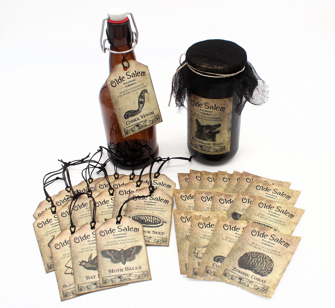 Halloween Witch Brew Potion Labels Tags Digital Instant - Etsy