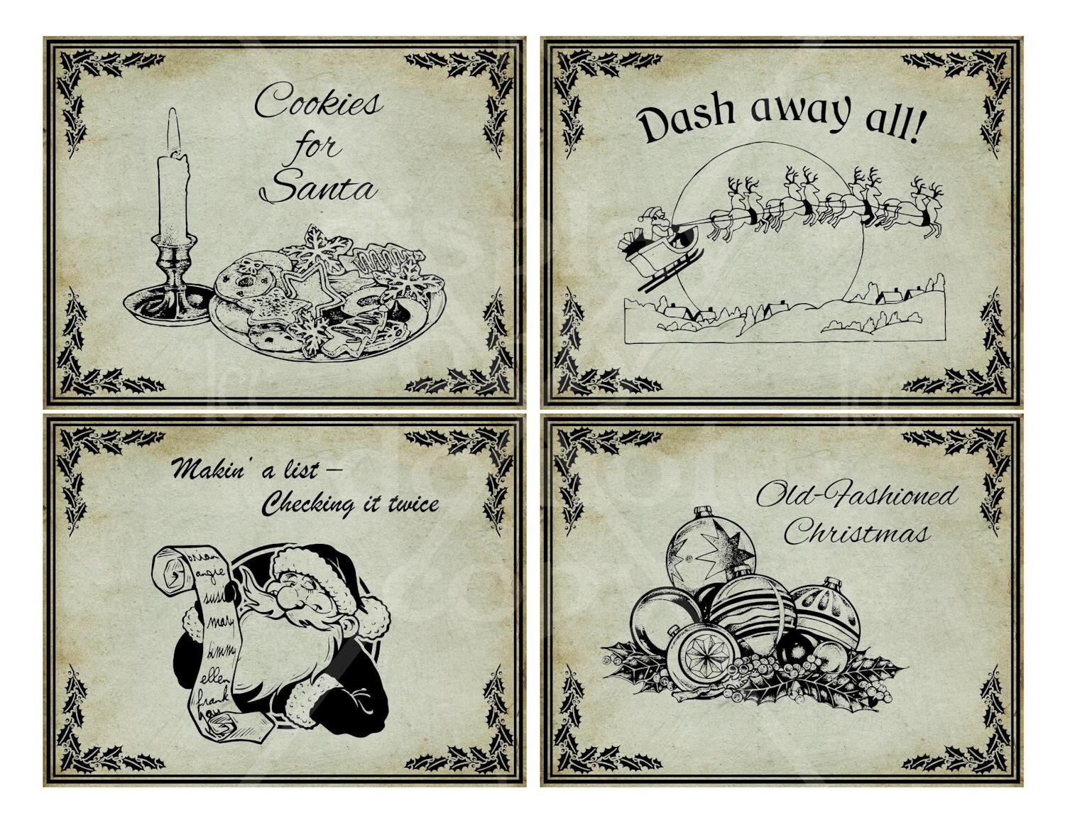 Christmas Labels Digital Instant Download Printable Country Primitive ...