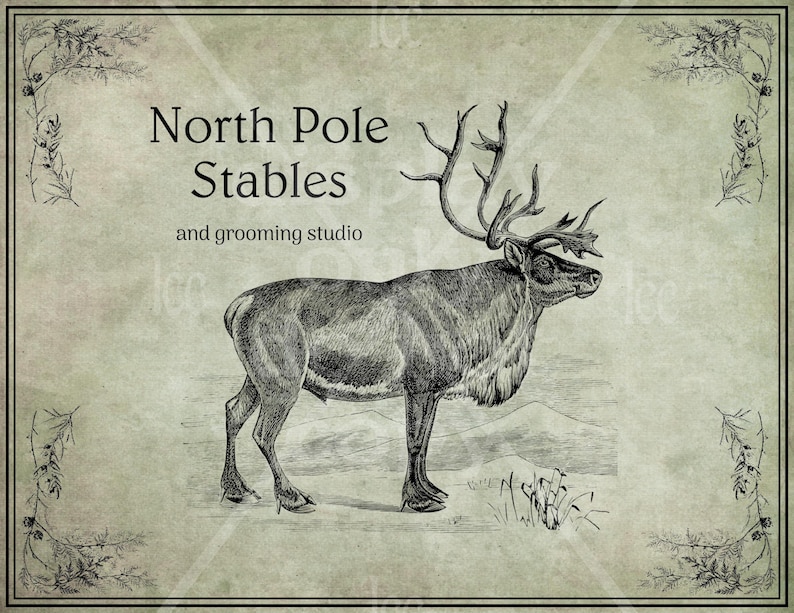 North Pole Reindeer Stables Digital Download Printable Sign Country ...