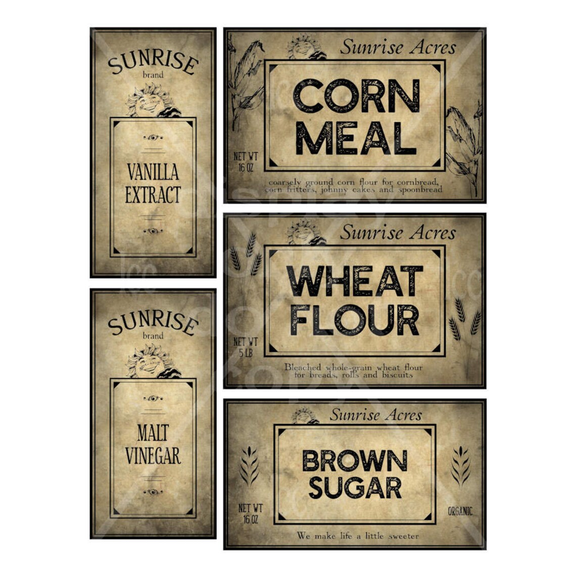 Pantry Labels Digital Instant Download Printable Tags Flour Cornmeal ...
