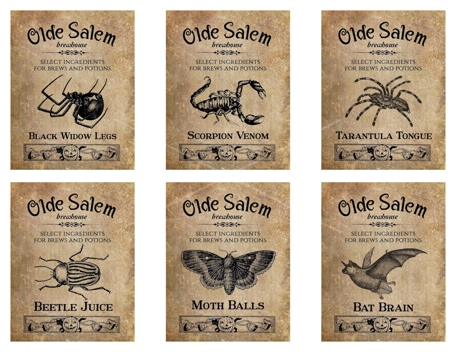 Halloween Witch Brew Potion Labels Tags Digital Instant Download ...