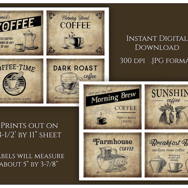 Primitive Coffee Label - Etsy