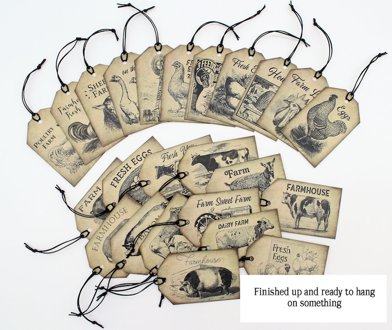 Farmhouse Farm Animals Tags Digital Instant Download Printable - Etsy
