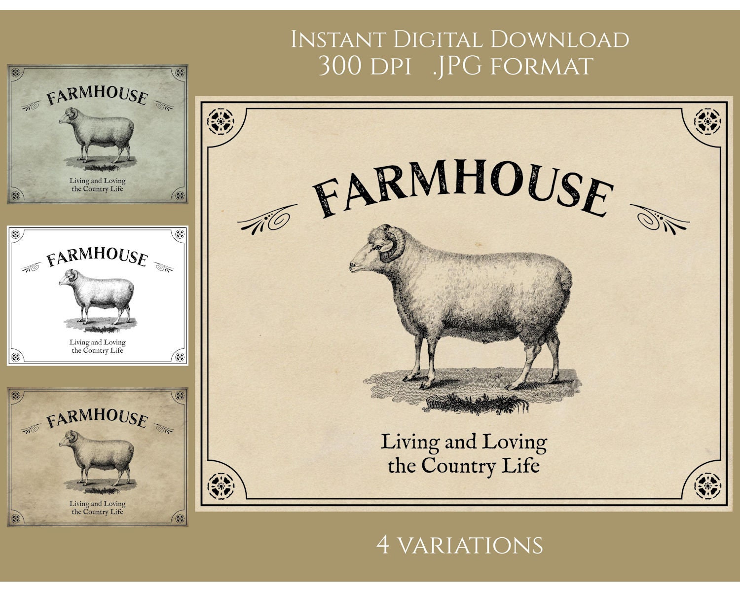 Farmhouse Digital Instant Download Printable Country Life Primitive ...