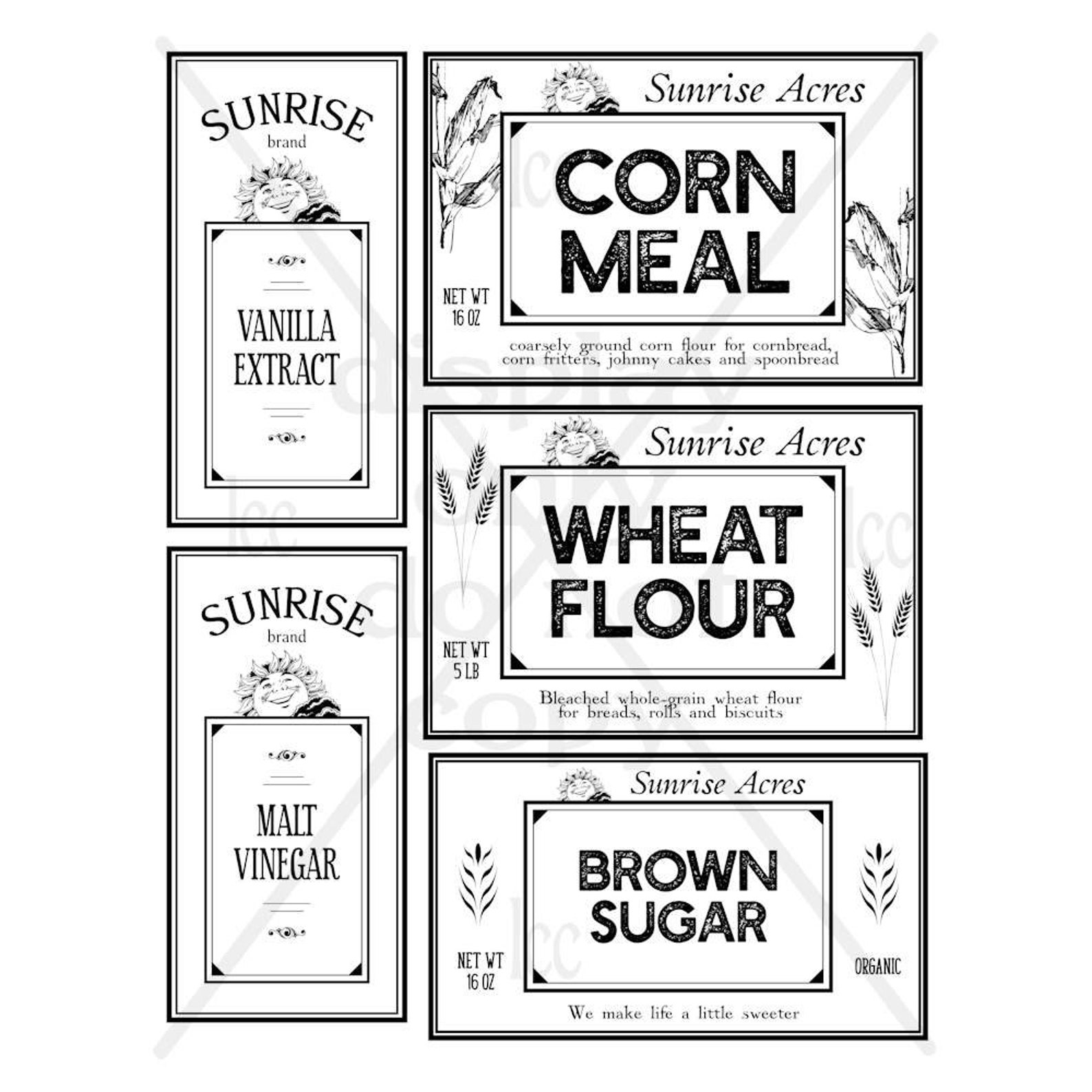 Pantry Labels Digital Instant Download Printable Tags Flour Cornmeal ...
