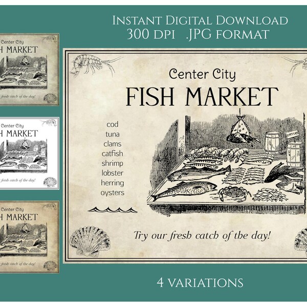 Fish Market Sign - Etsy