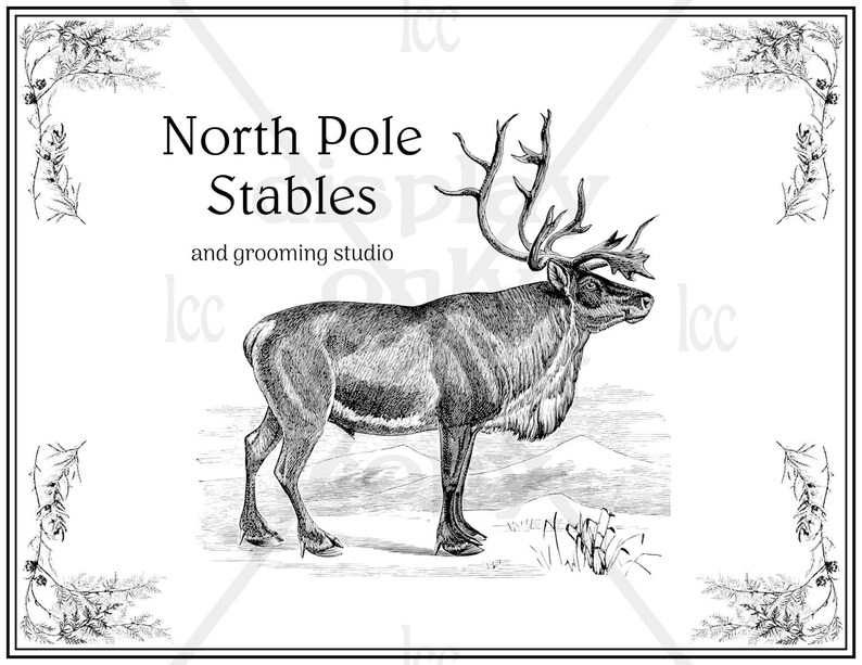 North Pole Reindeer Stables Digital Download Printable Sign Country ...