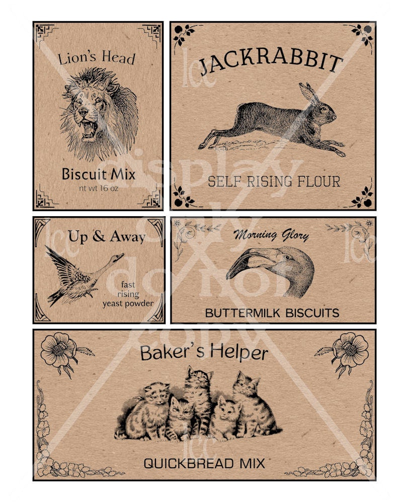 Pantry Labels Digital Instant Download Printable Tags Baking Country ...