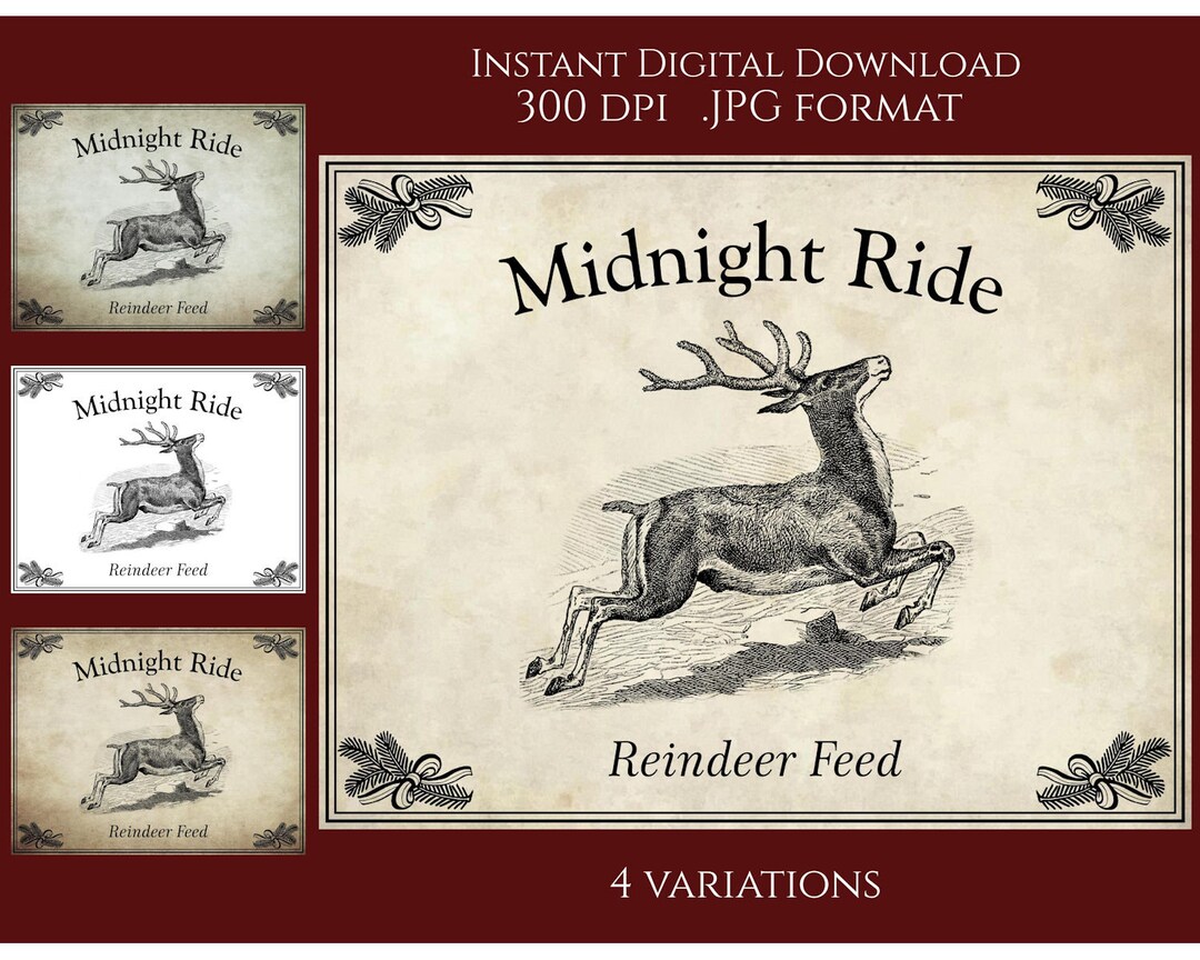 Reindeer Feed Digital Instant Download Printable Country Primitive ...