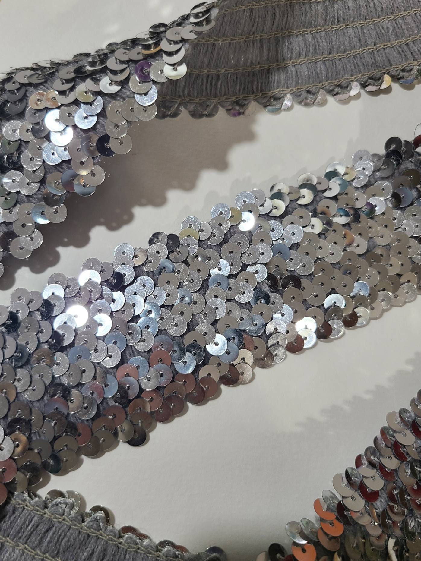Silver 5 Row Elastic Sequin Trim Metallic Strecth Sequin Trim 2 Inch ...