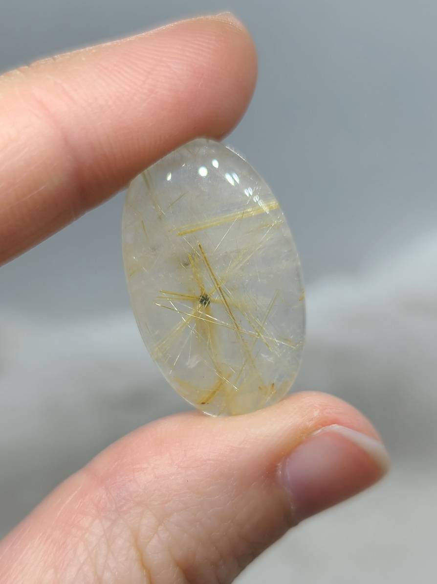 Rutilated Quartz Cabochon Natural Rutile in Quartz Included Quartz ...