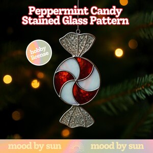 Peppermint Candy Stained Glass for Holiday Crafts Pattern DIY Template ...