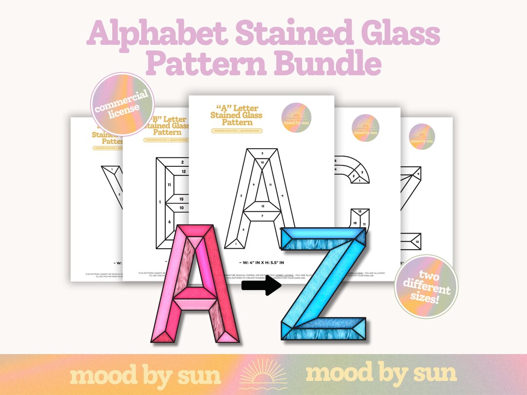 Alphabet Stained Glass Pattern Bundle: DIY Letter Template (digital ...