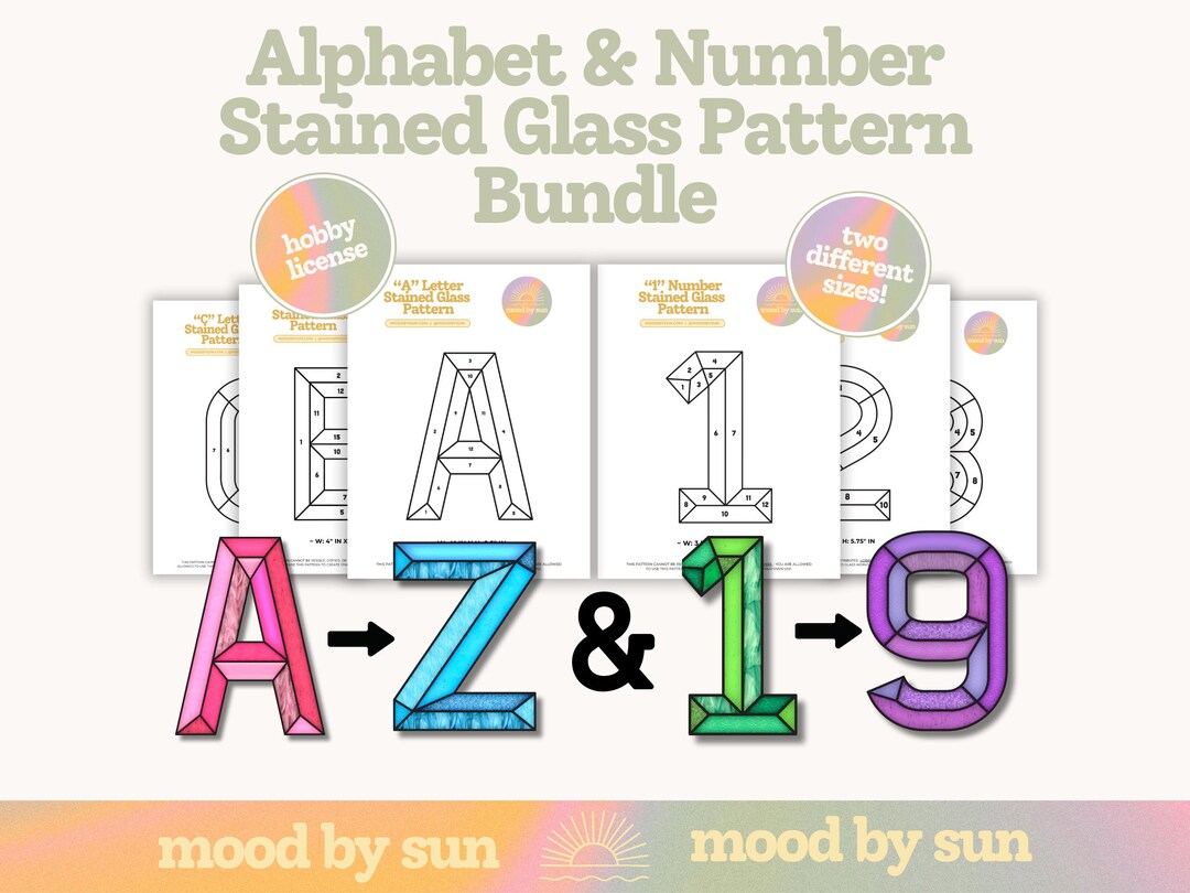 Alphabet and Letter Stained Glass Pattern Bundle Letter Stained Glass ...