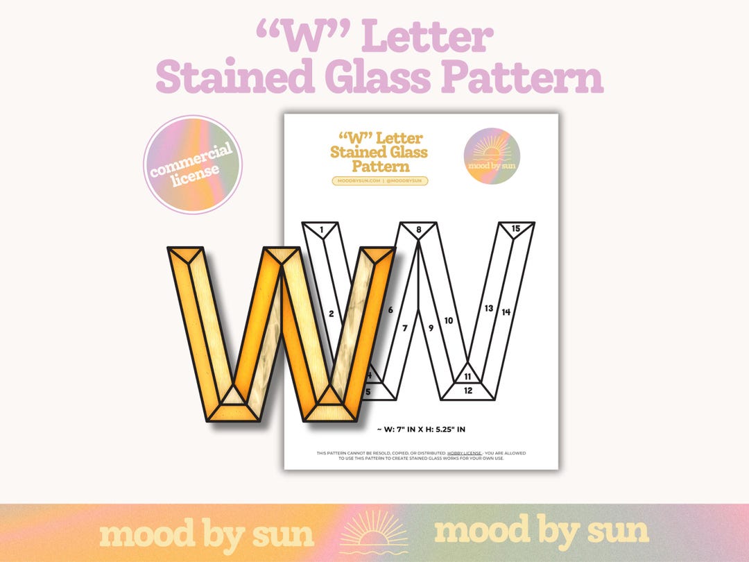 Stained Glass Pattern Letter W Alphabet Pattern Digital Download DIY ...
