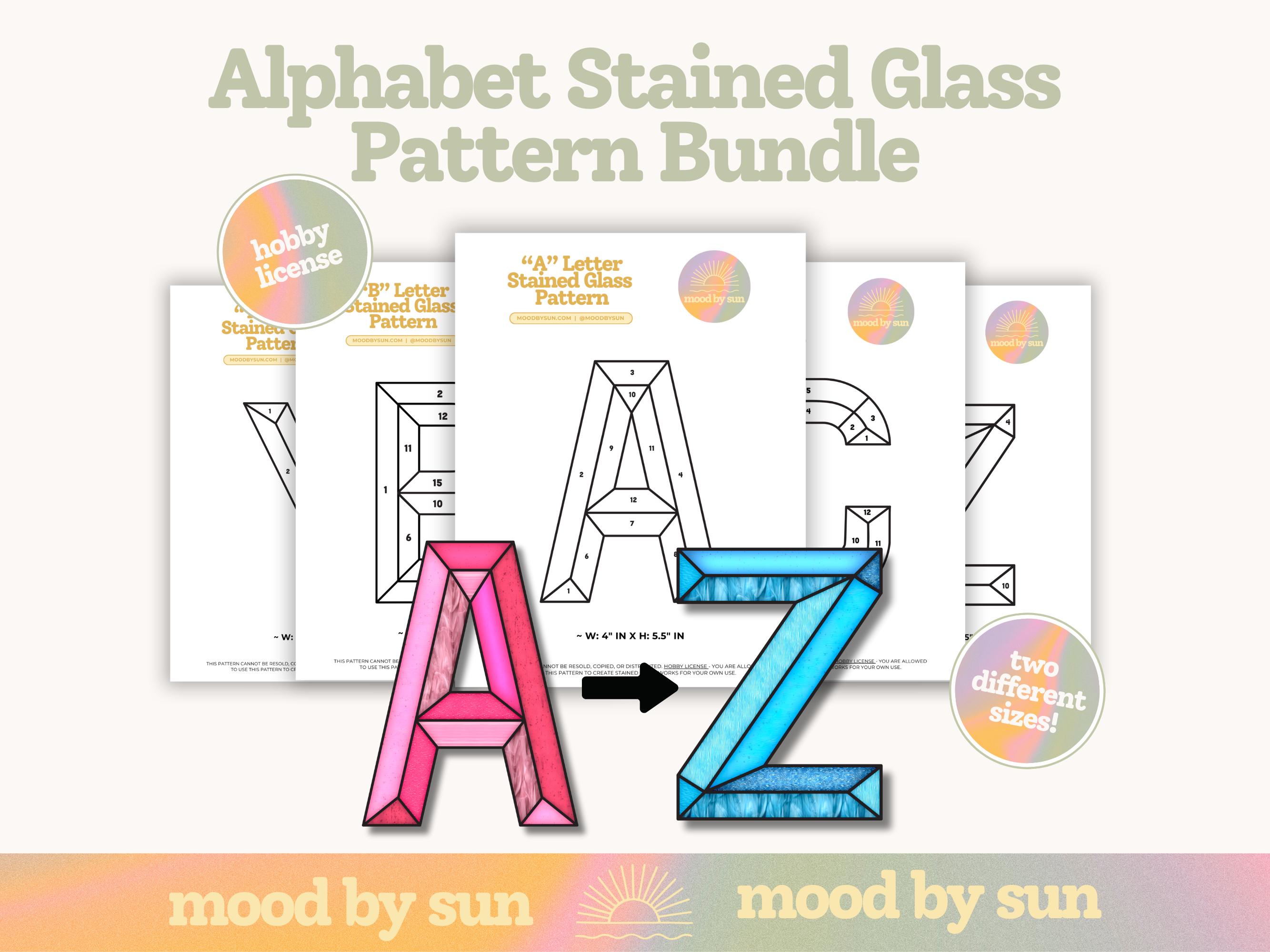 Alphabet Stained Glass Pattern Bundle: DIY Letter Template (digital ...