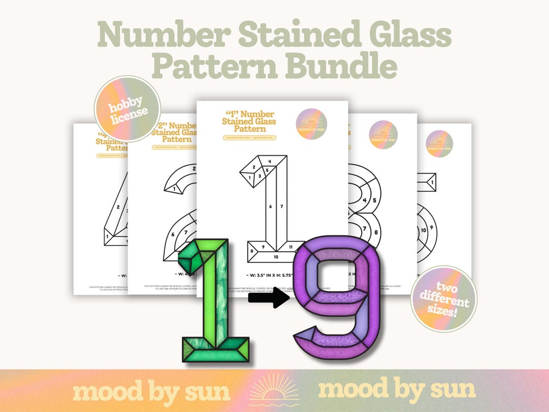 Number Stained Glass Pattern Bundle: DIY Template (digital Download) - Etsy