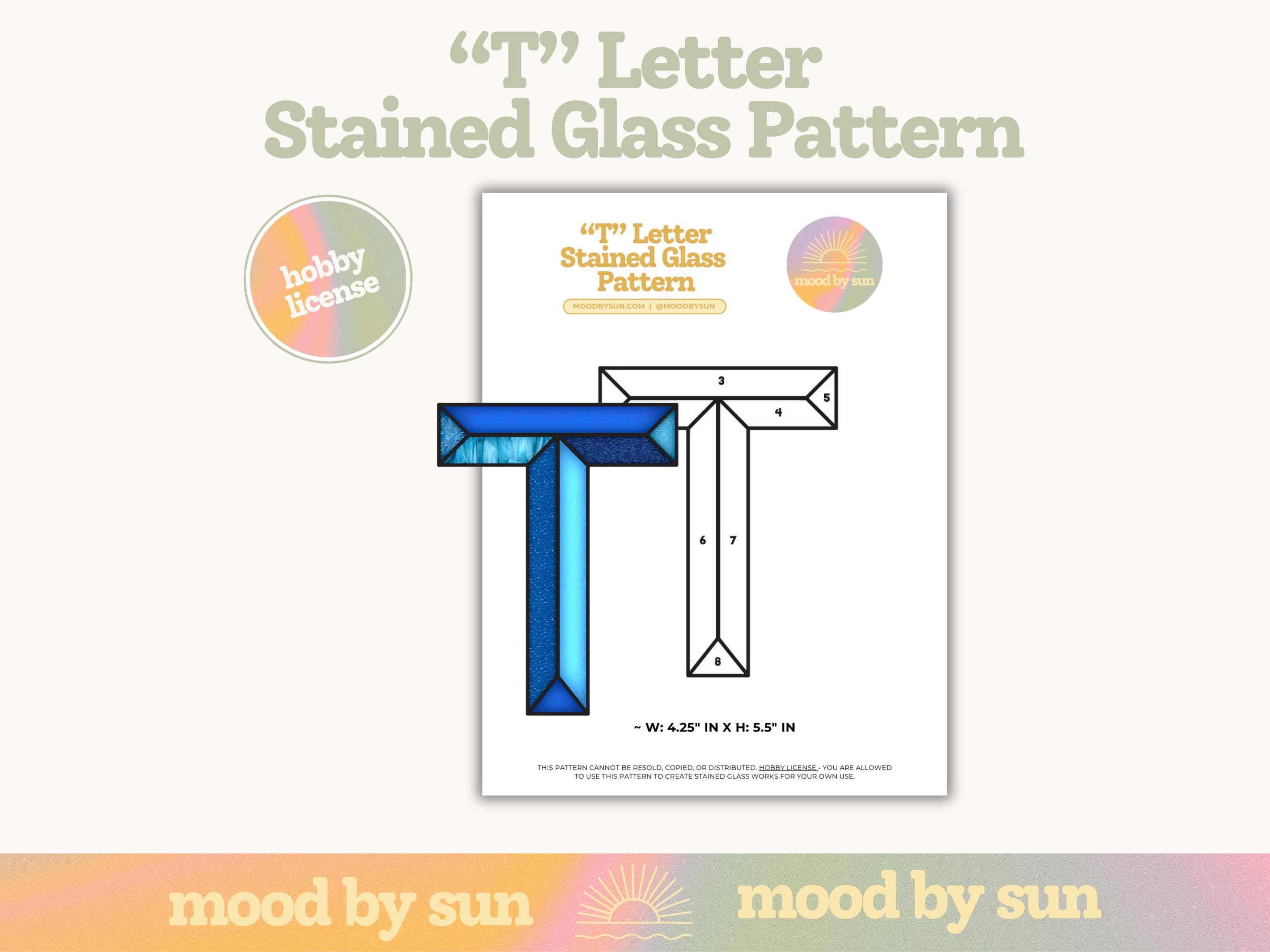 Stained Glass Pattern Letter T Alphabet Pattern Digital Download DIY ...