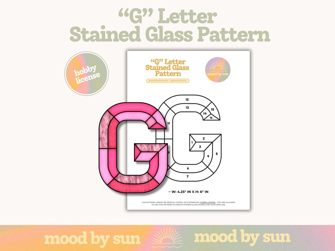 Stained Glass Pattern Letter G Alphabet Pattern Digital Download DIY ...