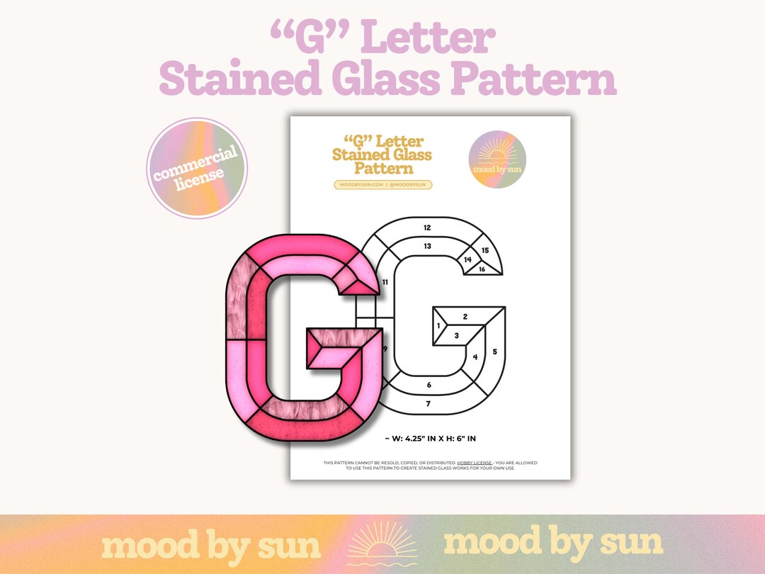 Stained Glass Pattern Letter G Alphabet Pattern Digital Download DIY ...