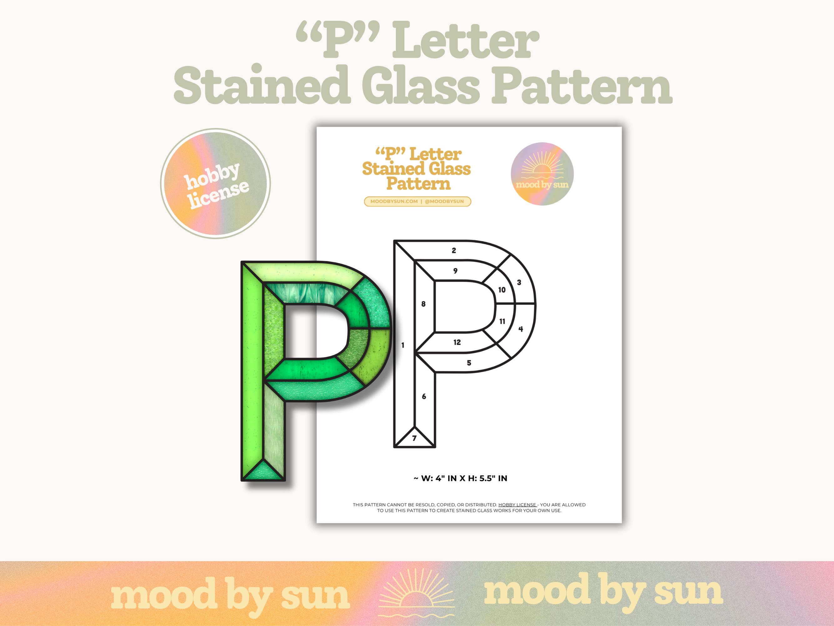 Stained Glass Pattern Letter P Alphabet Pattern Digital Download DIY ...