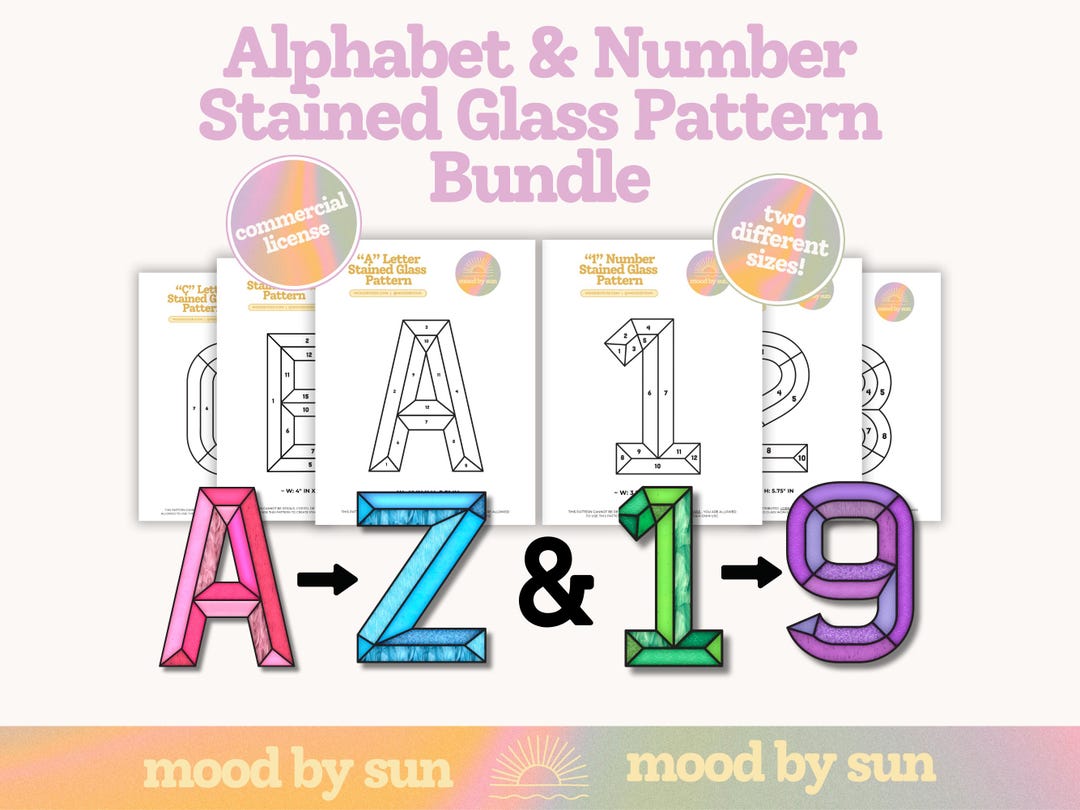Alphabet and Letter Stained Glass Pattern Bundle Stained Glass Patterns ...