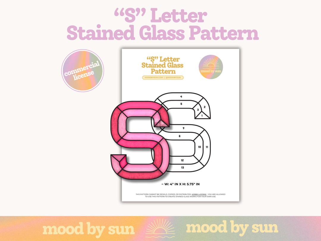 Stained Glass Pattern Letter S Alphabet Pattern Digital Download DIY ...