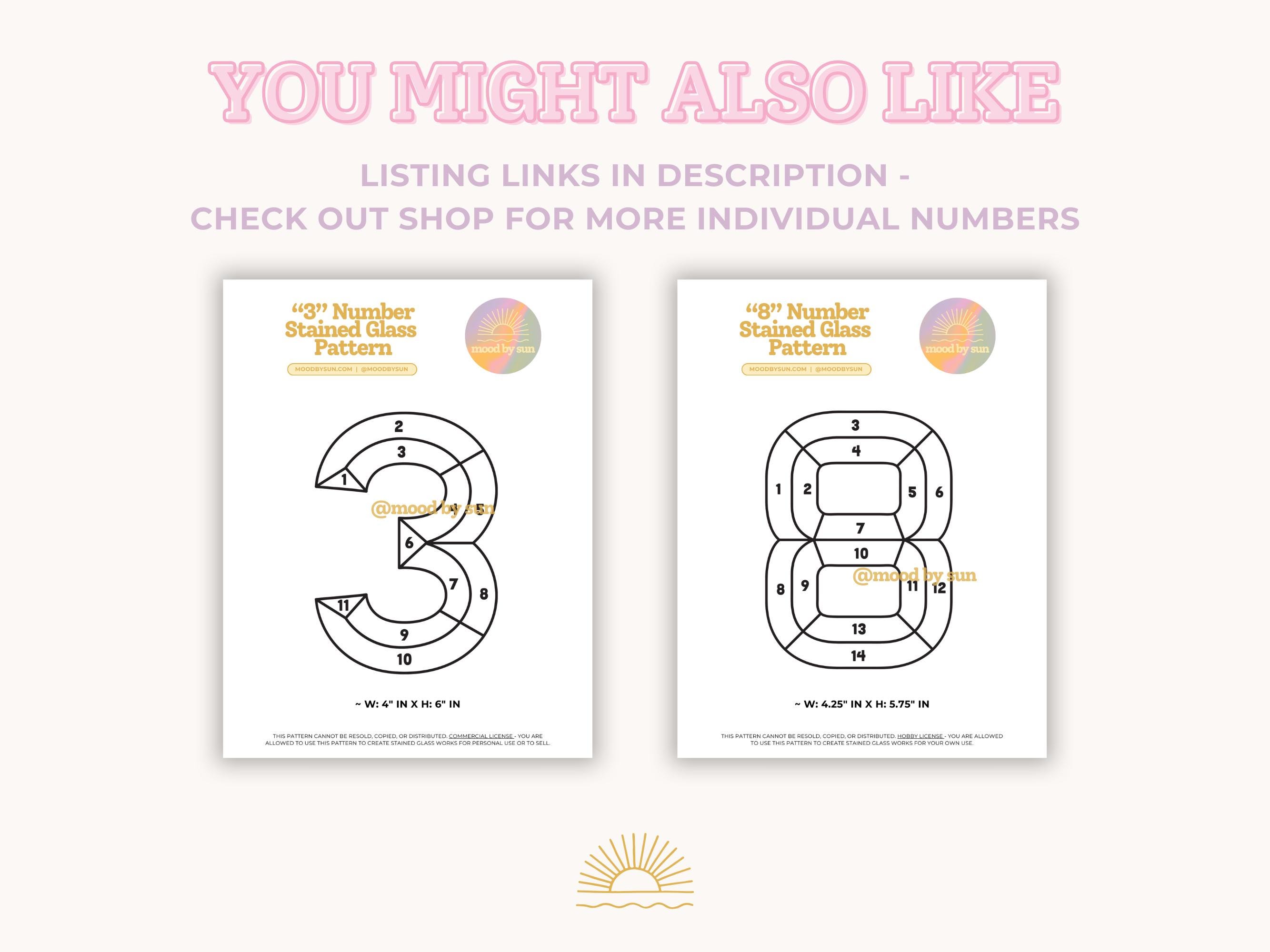 Number Stained Glass Pattern Bundle Letter Stained Glass Patterns ...