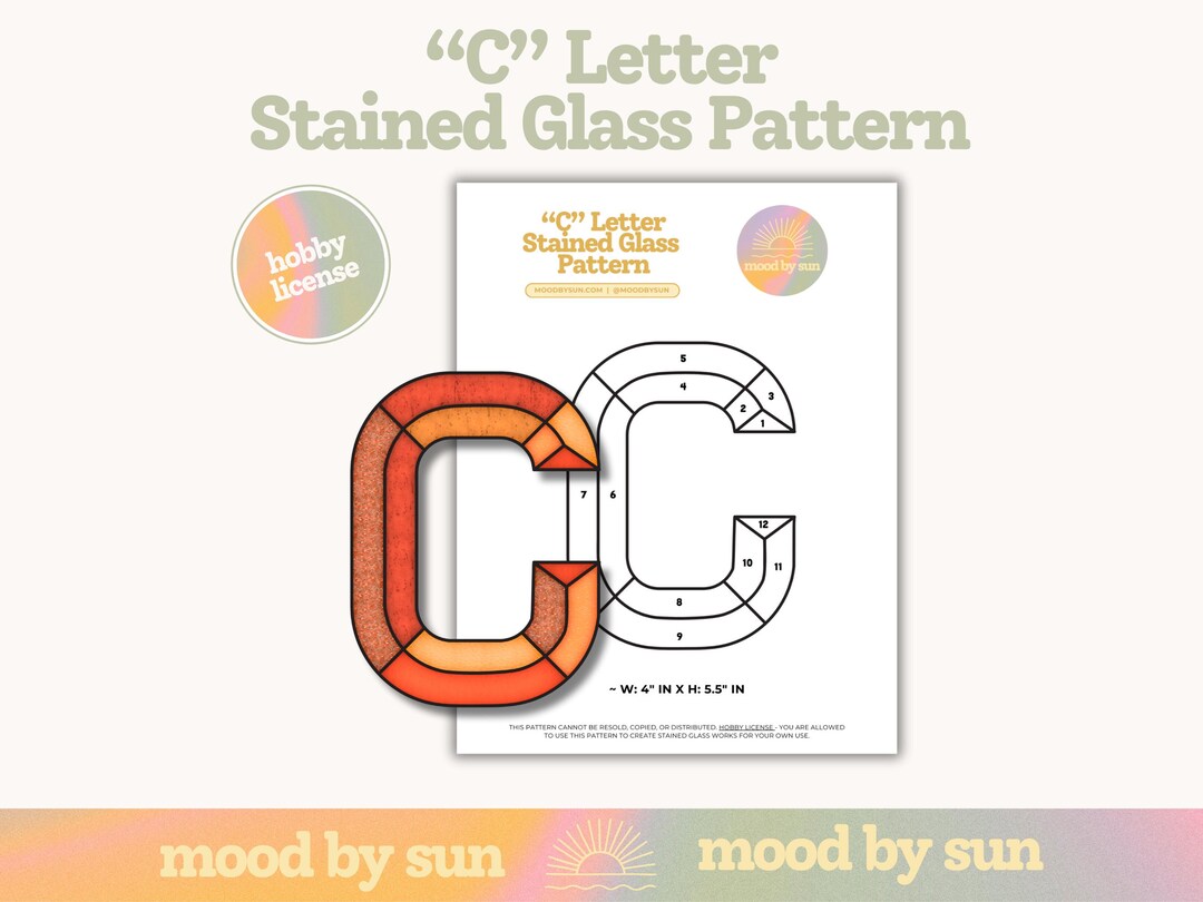 Stained Glass Pattern Letter C Alphabet Pattern Digital Download DIY ...
