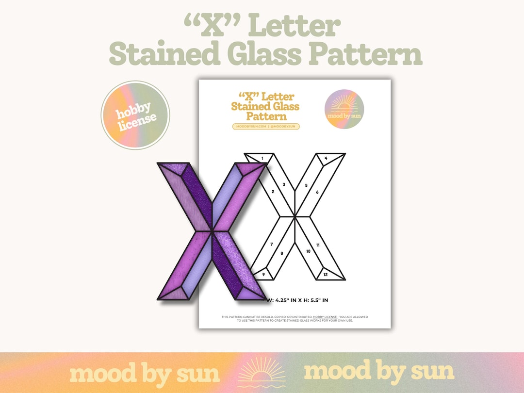 Stained Glass Pattern Letter X Alphabet Pattern Digital Download DIY ...