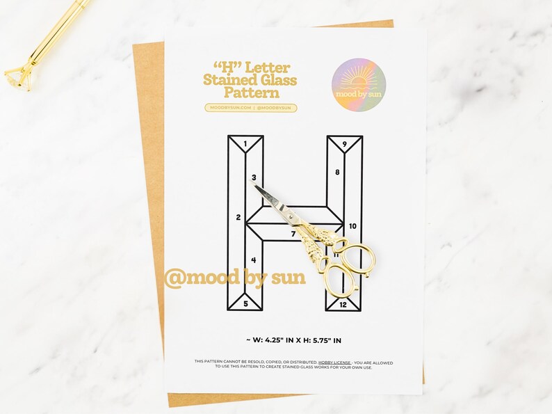 Stained Glass Pattern Letter H: DIY Alphabet Template (digital Download ...