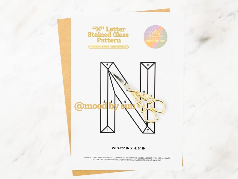 Stained Glass Pattern Letter N Alphabet Pattern Digital Download DIY ...