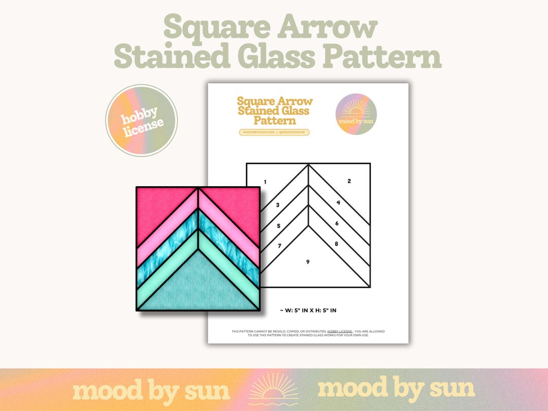 Stained Glass Pattern Square Arrow Mid Century Geometric Digital ...