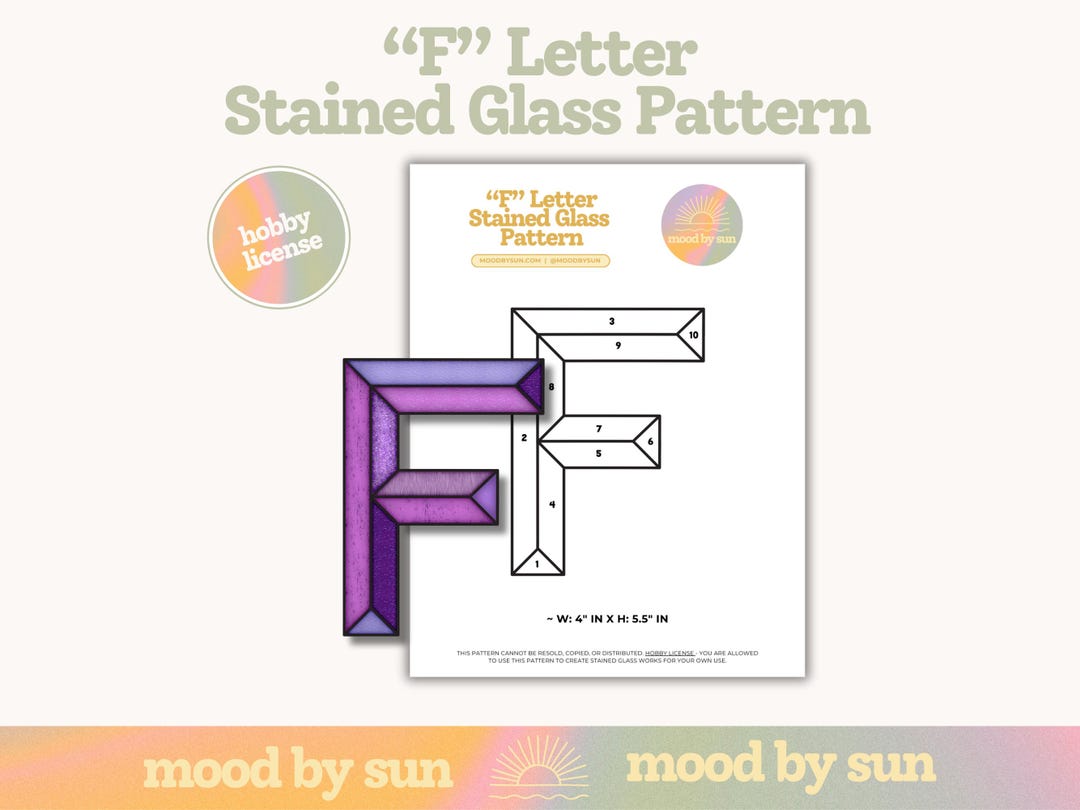 Stained Glass Pattern Letter F Alphabet Pattern Digital Download DIY ...