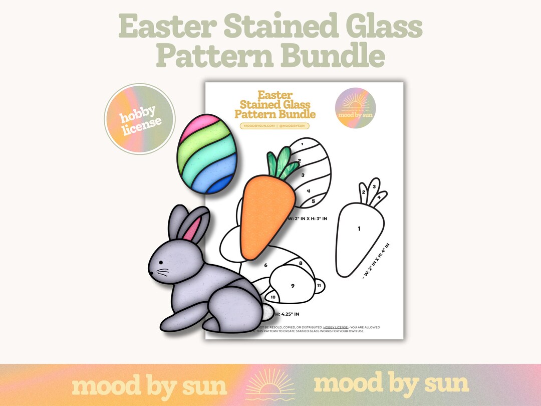 Easter Stained Glass Pattern Bundle Easter Egg Carrot Bunny Stained ...