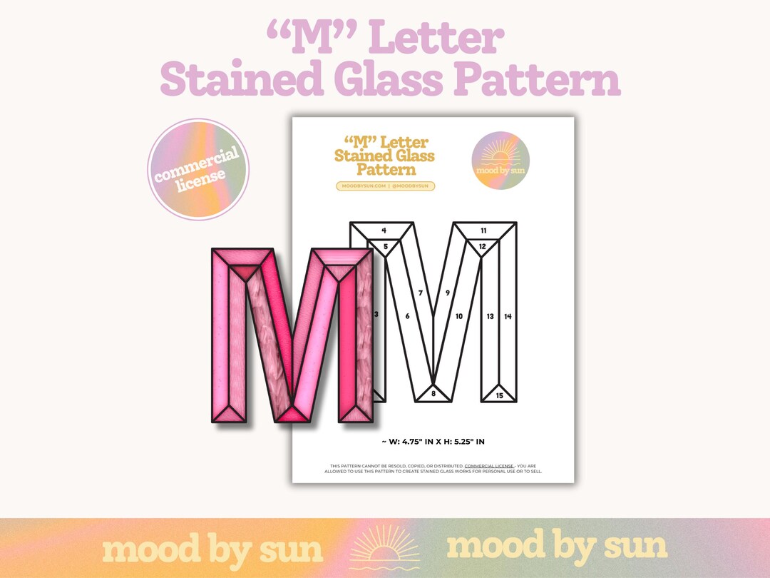 Stained Glass Pattern Letter M Alphabet Pattern Digital Download DIY ...