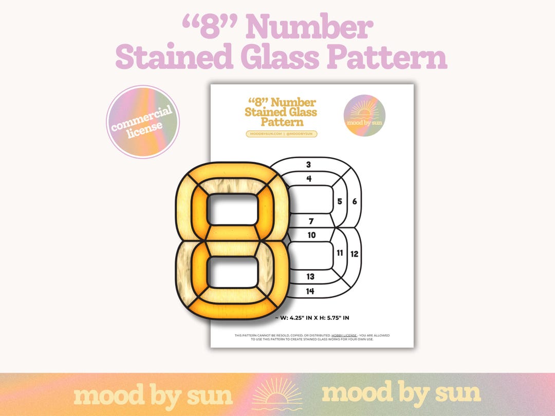 Number 8 Stained Glass Pattern Digital Download DIY Stained Glass ...