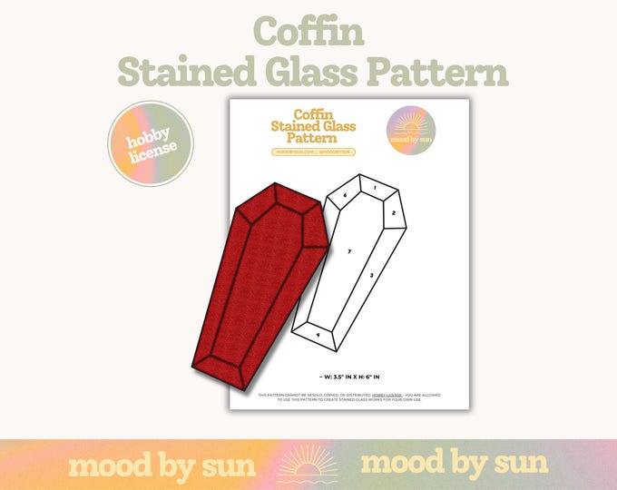 Coffin With Bats Stained Glass Pattern Pdf Digital File | Digital ...