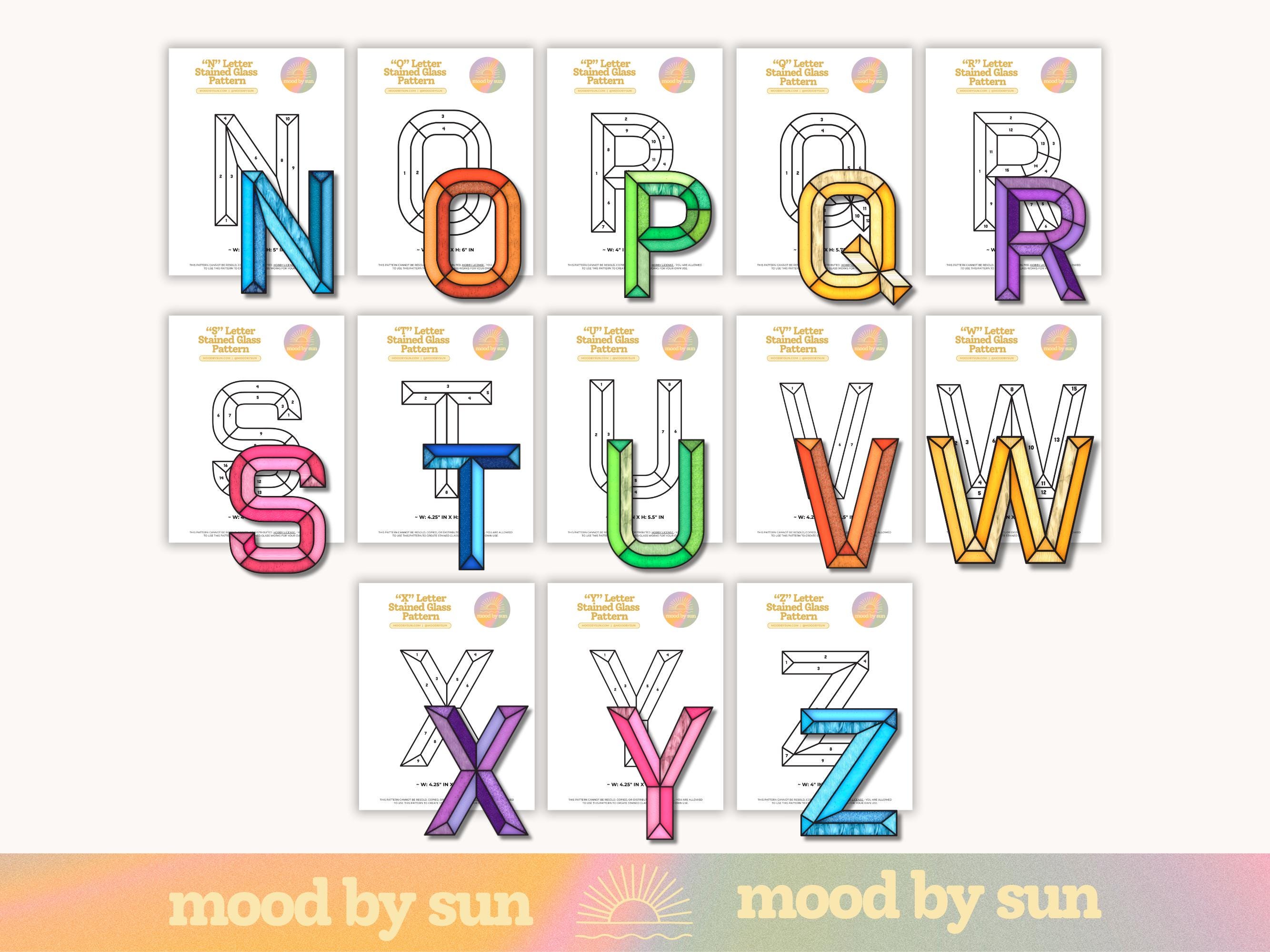 Alphabet Stained Glass Pattern Bundle: DIY Letter Template (digital ...