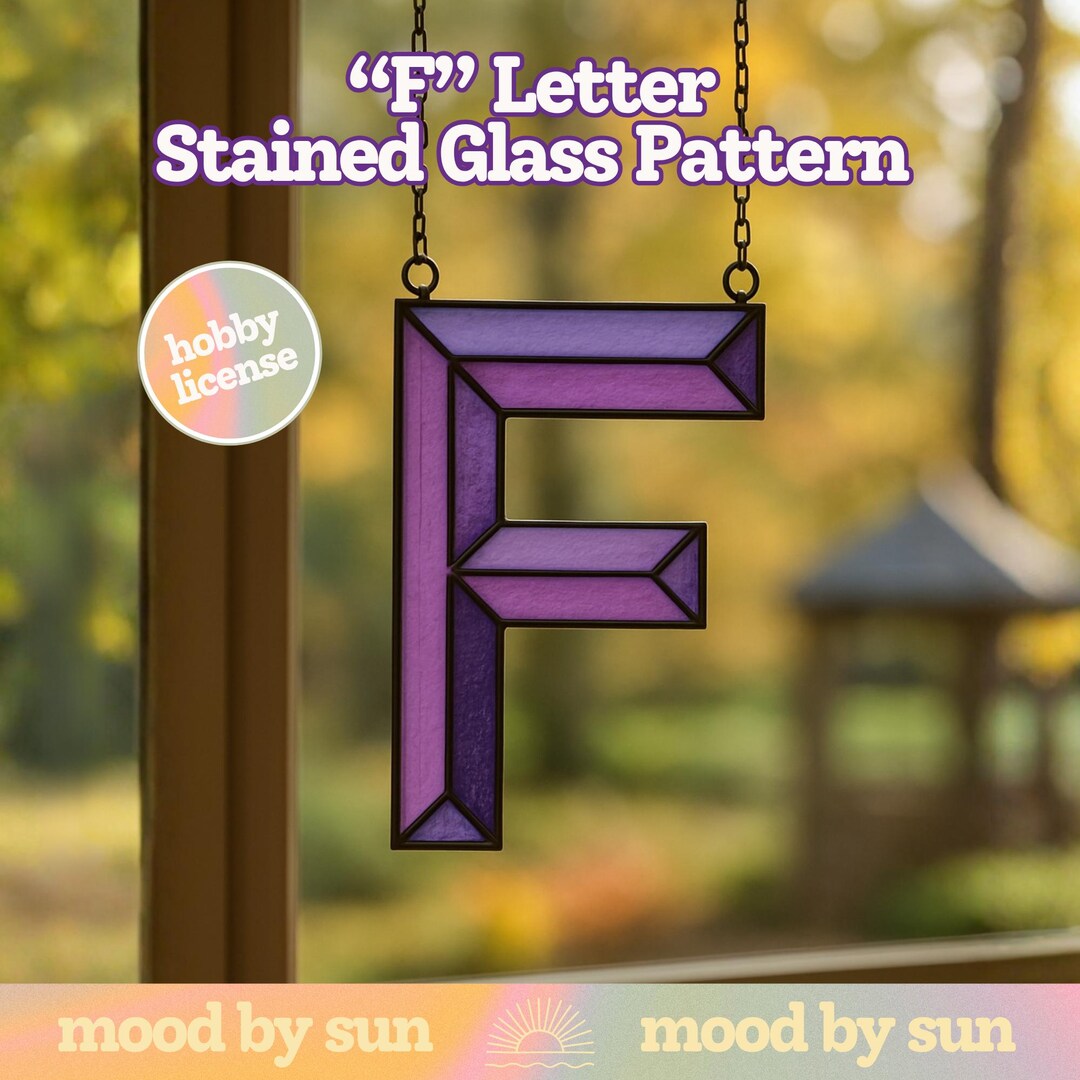 Stained Glass Pattern Letter F: DIY Alphabet Template (digital Download ...